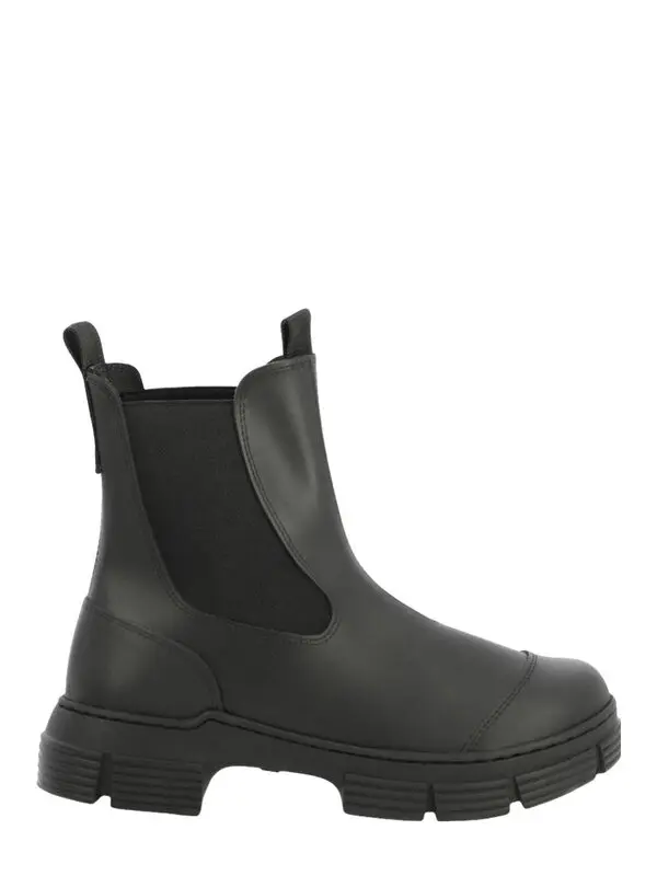 GANNI Citty Round-toe Slip-on Ankle Boots - Black