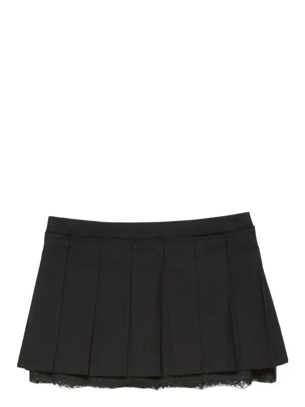 Acne Studios Mini Pleated Skirt With Lace Trim - Black