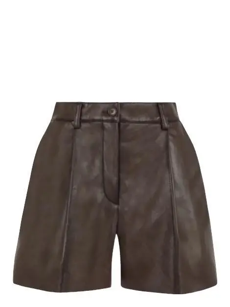 P.a.r.o.s.h Pleated Leather Bermuda Shorts - Black