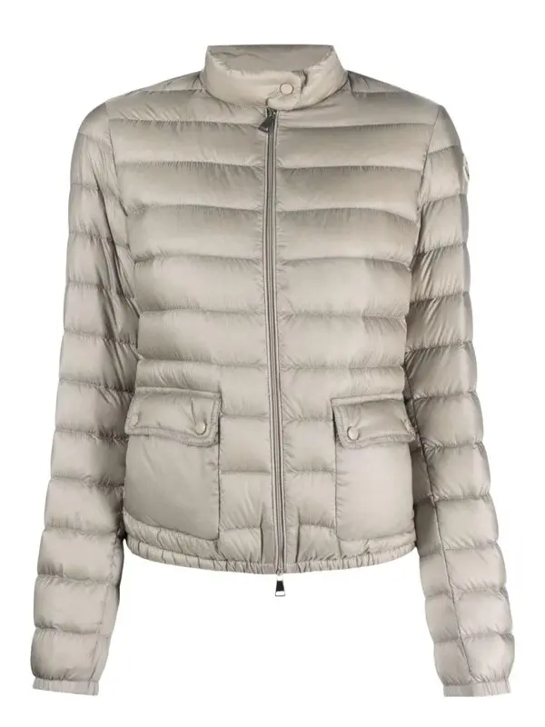 Moncler Long Sleeve Down Jacket With Zip-up Front - Nude