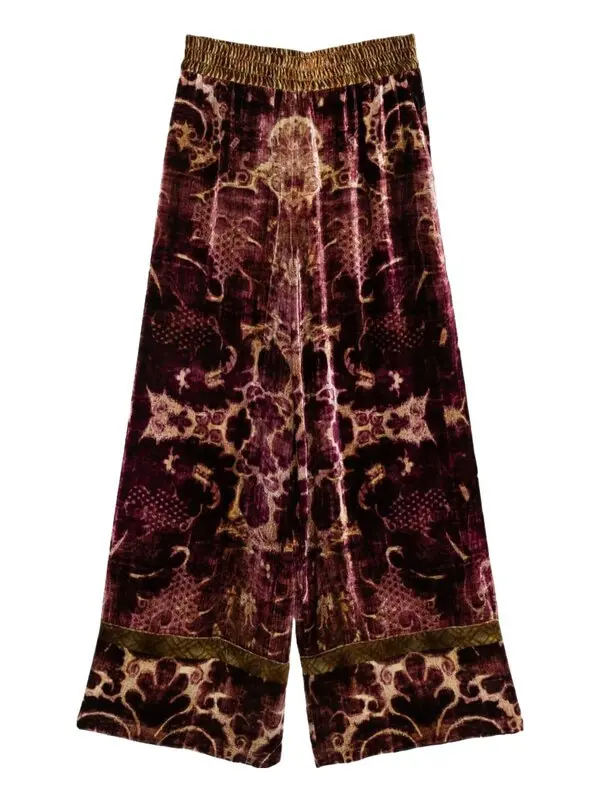 PIERRE-LOUIS MASCIA Elastic Waist Wide-leg Brocade Pants - Brown