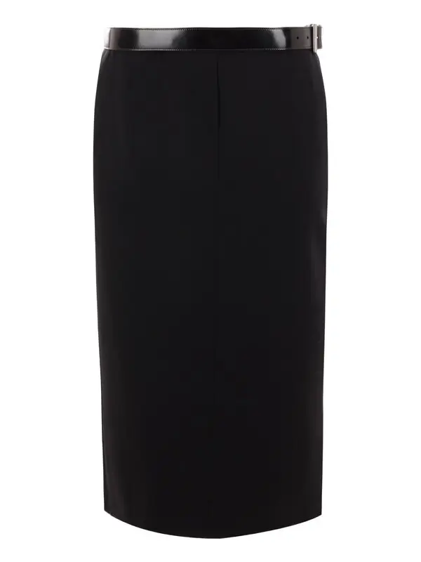 Prada Belted Midi Skirt - Black