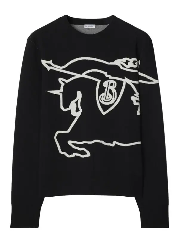 Burberry Ekd Intarsia-knit Crewneck Jumper - Black/chalk