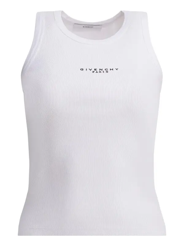 Givenchy Logo Ribbed Tank Top - White