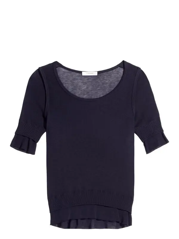 LEMAIRE Trompe L'oeil Ribbed Short Sleeve Top - Midnight