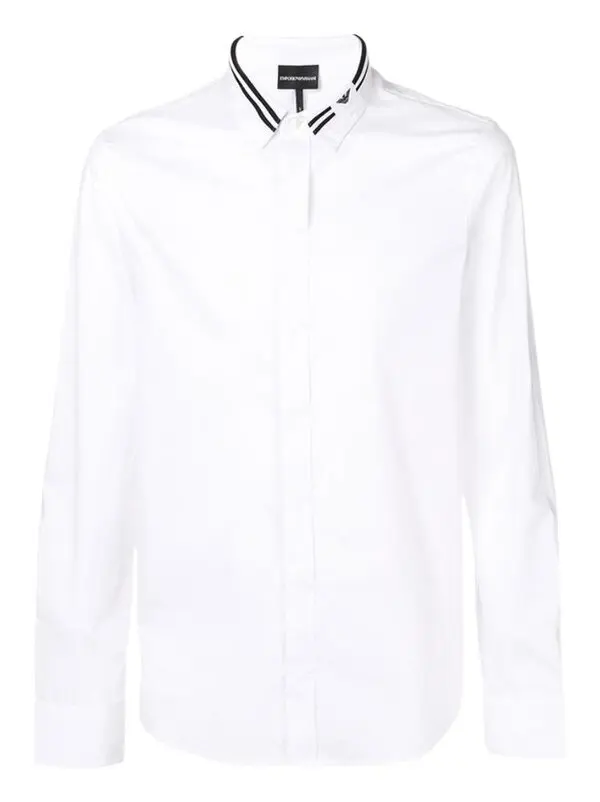Emporio Armani Logo Long-sleeved Shirt - White