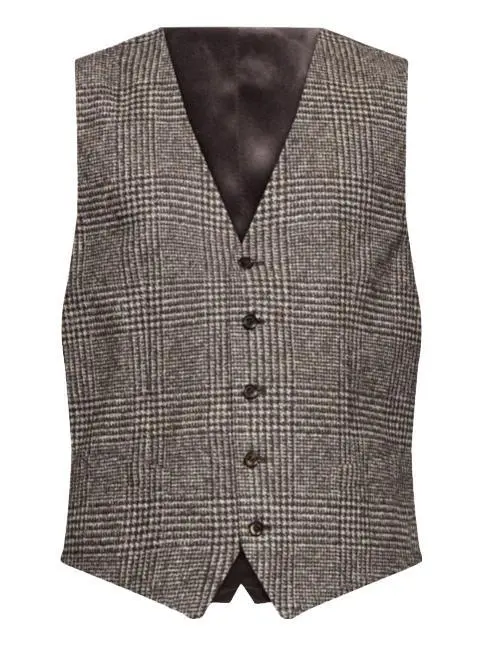 Dolce & Gabbana Glen Plaid V-neck Vest - Gray