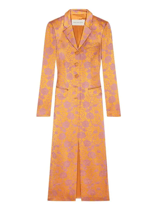 Dries Van Noten Jacquard Single-breasted Coat - Orange
