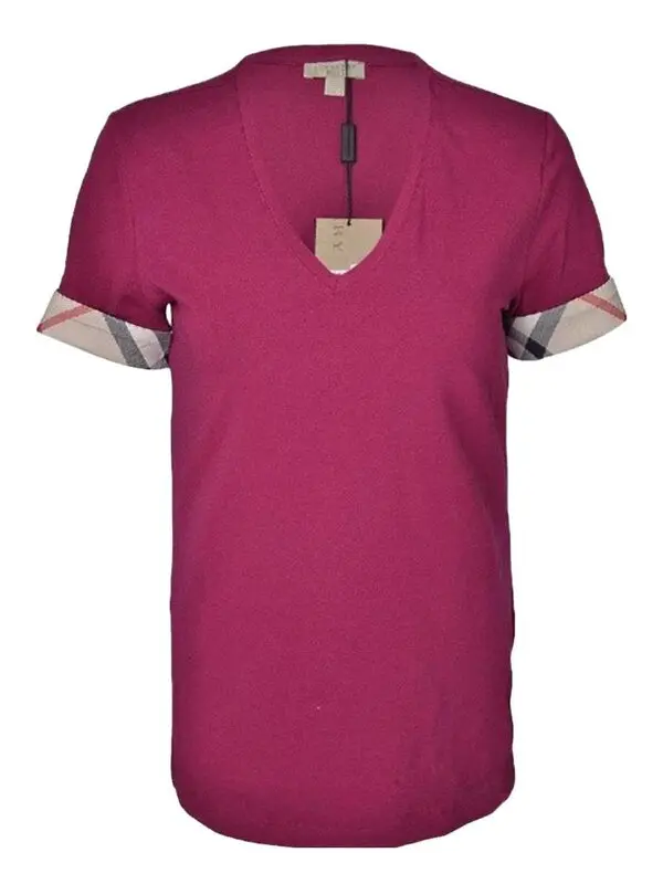 Burberry V-neck T-shirt With Short Sleeves - Red