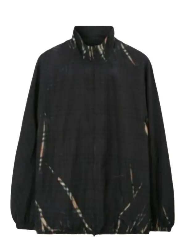 Burberry Zip-up Jacket With Checked Print - Black