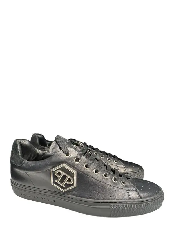 Philipp Plein Lace-up Sneakers With Perforated Details - Black