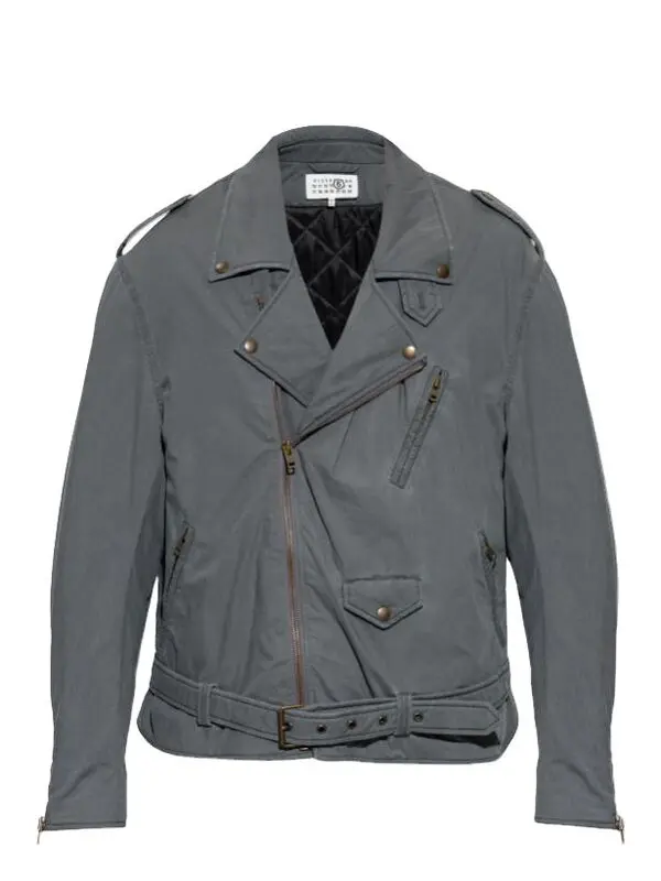 MAISON MARGIELA Belted Zip-up Biker Jacket - Grey