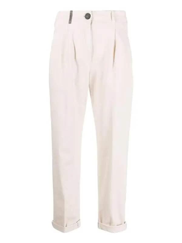 Peserico Slim-cut Tapered-leg Trousers - White