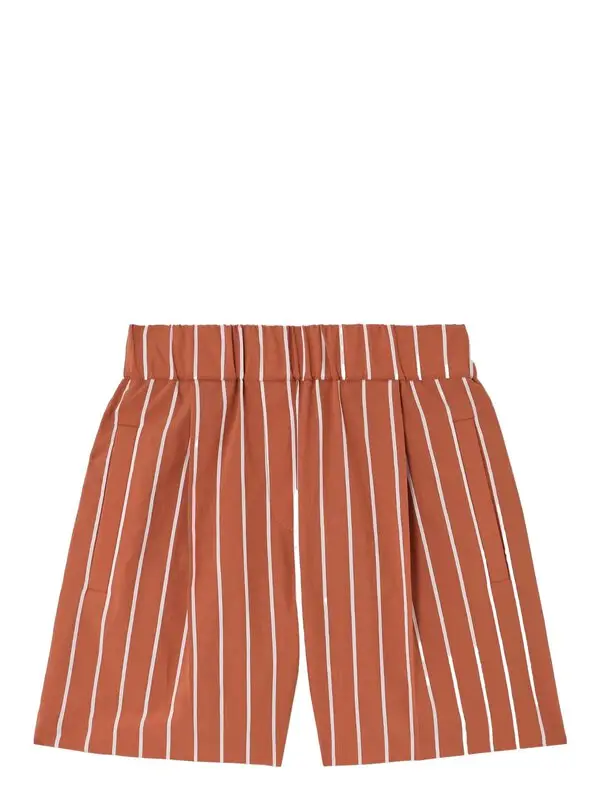 Brunello Cucinelli Striped Elastic Waist Shorts - Brown