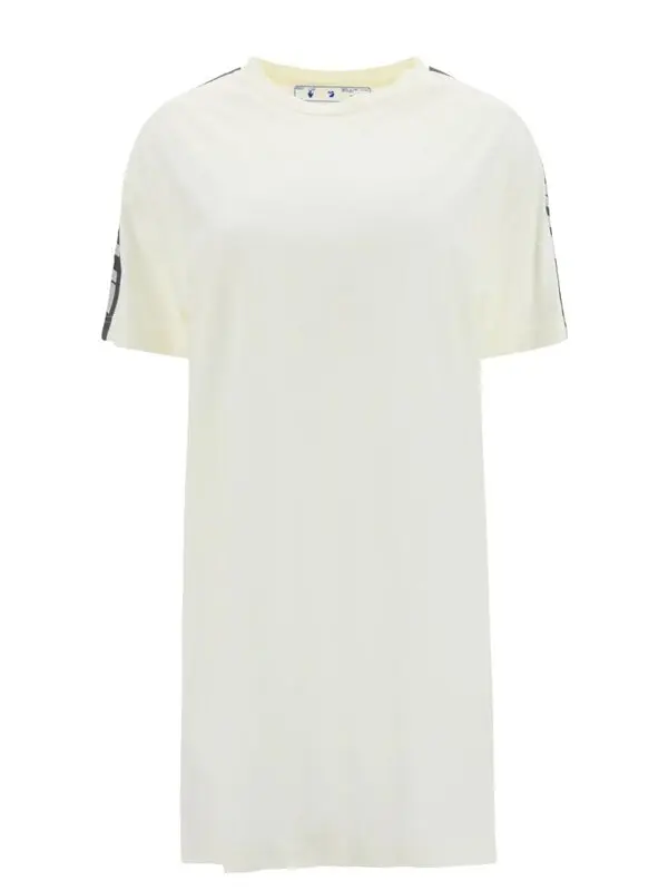 Off-White Oversized T-shirt Dress With Logo Detail - White