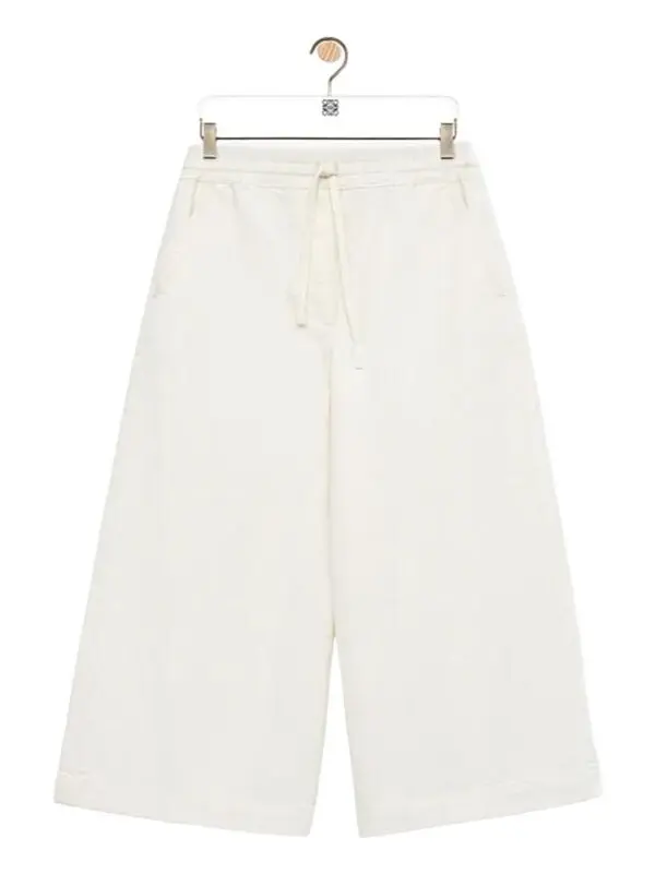 Loewe Cropped Trousers With Drawstring Waist - White