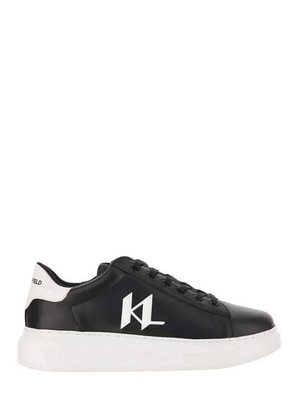 Karl Lagerfeld Logo-appliqué Leather Sneakers - Black