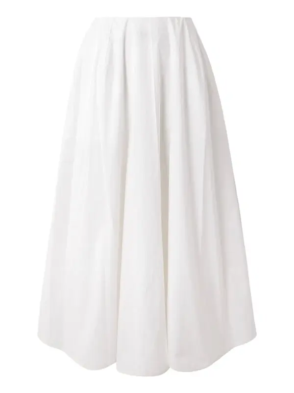 Carven Gathered Cotton-poplin Midi Skirt - White