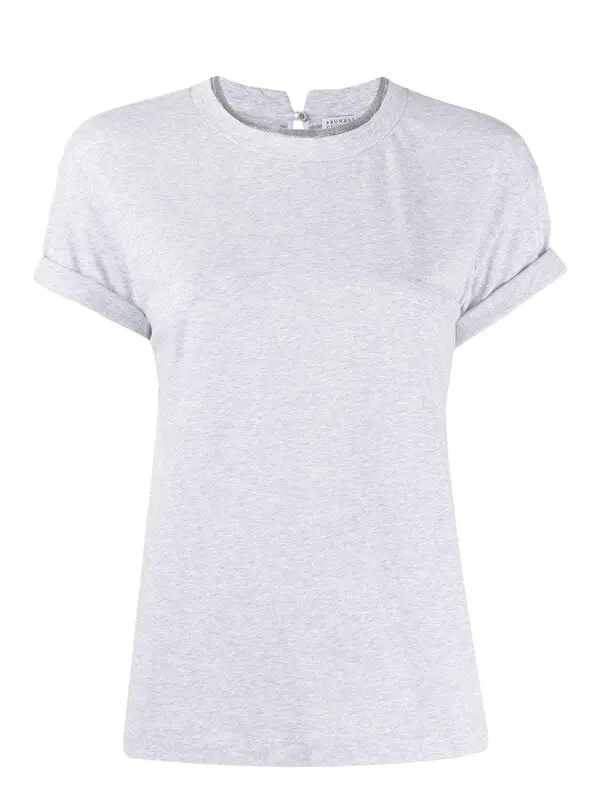 Brunello Cucinelli Embellished Collar T-shirt - White