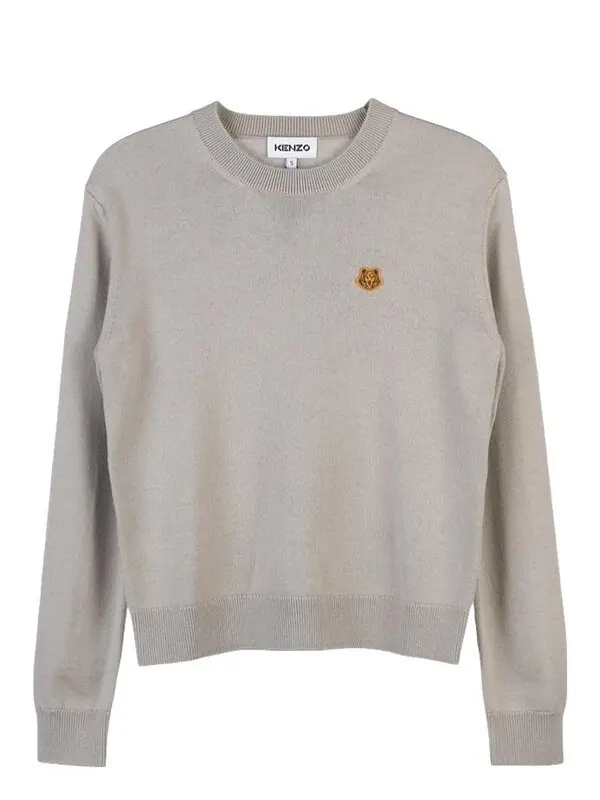 Kenzo Long-sleeved Sweater With Rib Trim - Gray