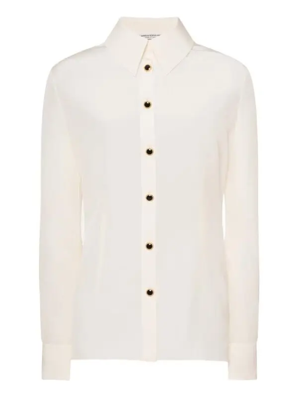 Alessandra Rich Silk Shirt With Button Detail - Cream
