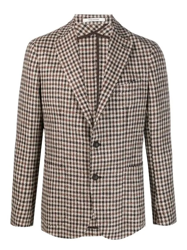 Tagliatore Check-pattern Long-sleeve Blazer - Gray