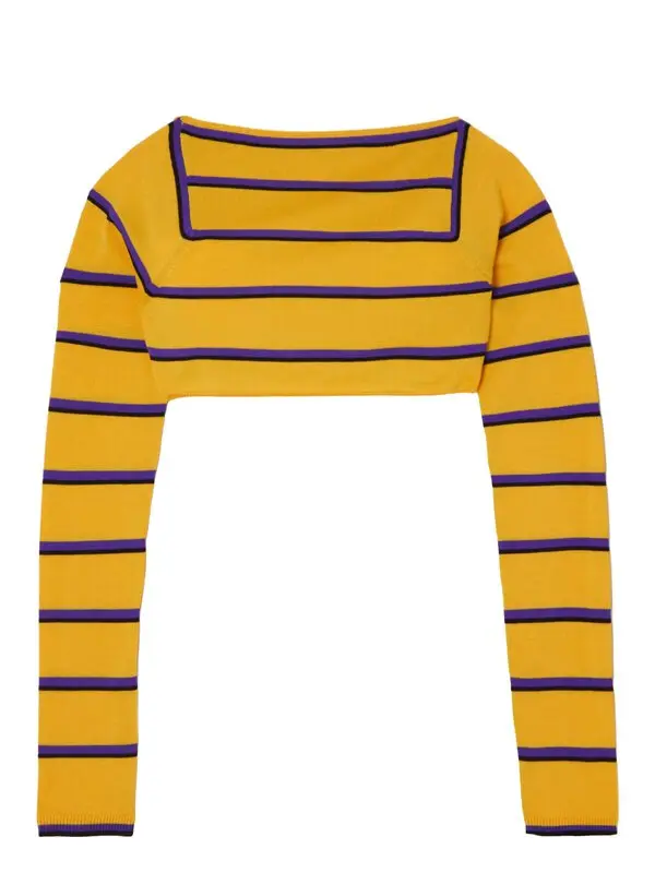 Emilio Pucci Striped Jacquard Wool Cropped Top - Yellow