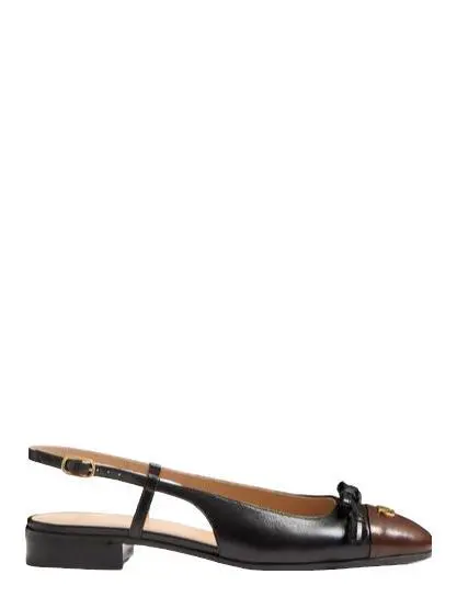 Valentino Garavani Bow Detailed Slingback Flats - Black/coffee