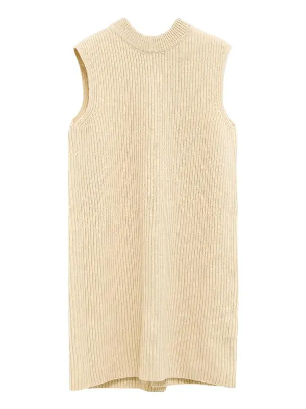 JIL SANDER Sleeveless Knitted Vest - Beige