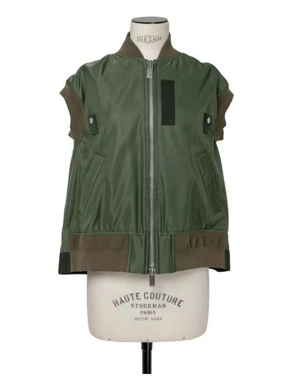 Sacai Zip-up Sleeveless Gilet - Green