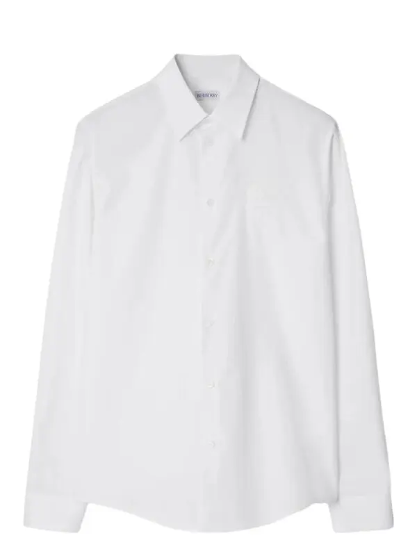 Burberry Ekd-embroidered Long Sleeved Shirt - Salt Crystal