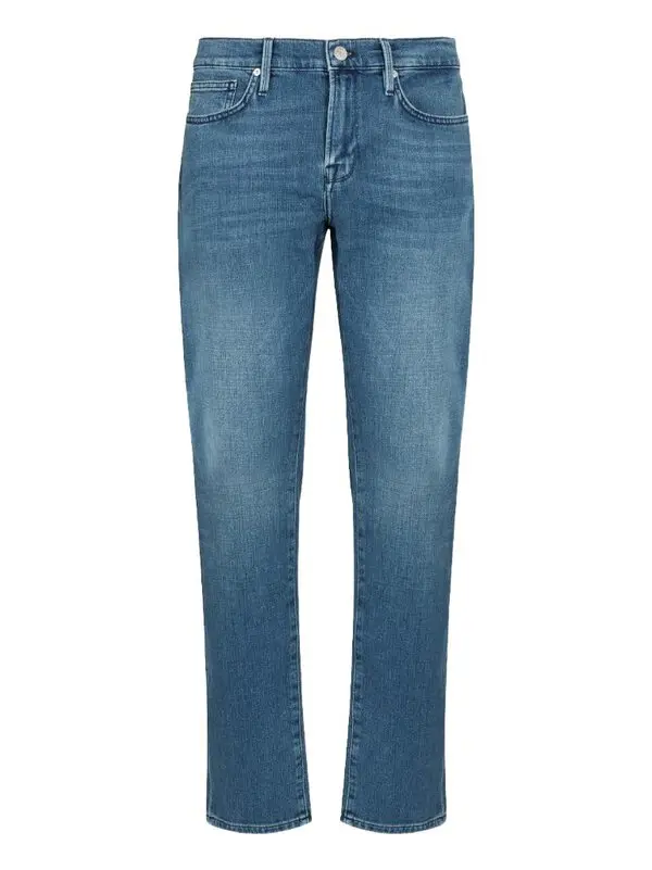 FRAME Logo Patch Straight-leg Jeans - Blue