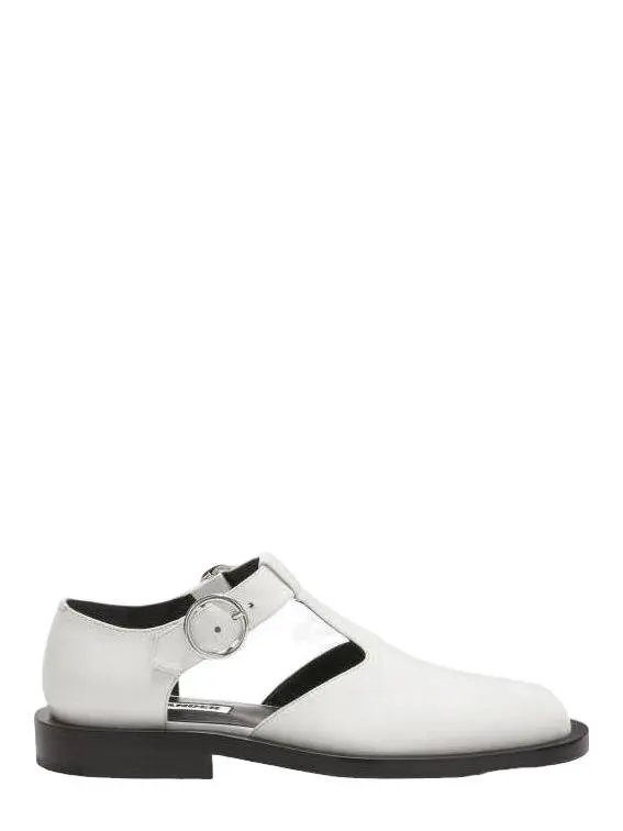JIL SANDER Buckled T-bar Pumps - White