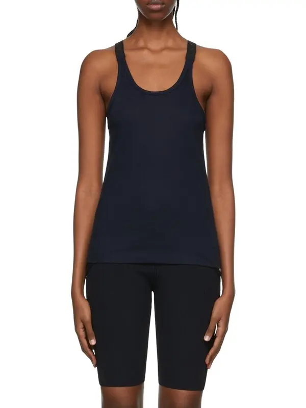 DION LEE Navy Blue Ribbed Knitted Vest - Black