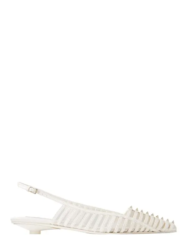 Valentino Garavani Rockstud Slingback Ballerina Flats - Ivory White