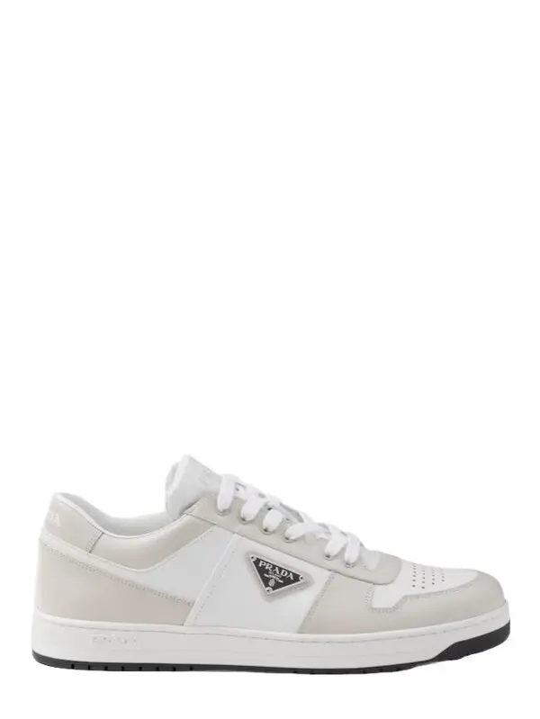 Prada Downtown Leather Sneakers - White/gray