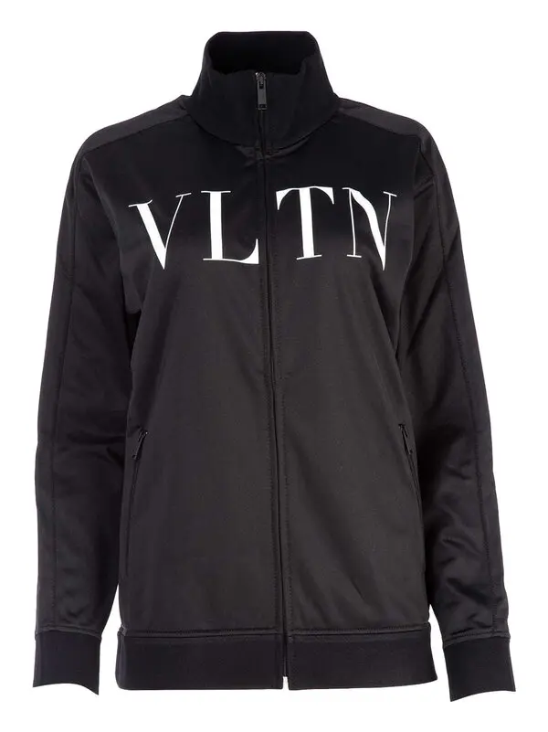 Valentino Garavani Logo Print Zip-up Work Jacket - Black