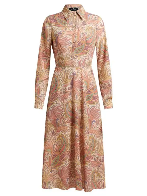 Etro Paisley Printed Stretch Sable Midi Dress - Nude