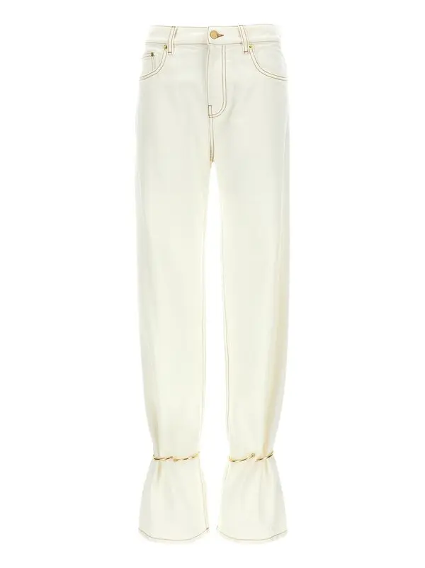 DARKPARK Belt Loop Jeans With Tied Cuff Detail - White