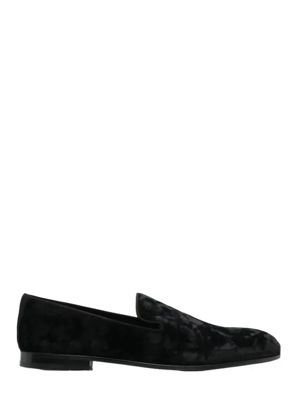 Dolce & Gabbana Velvet Round-toe Loafers - Black
