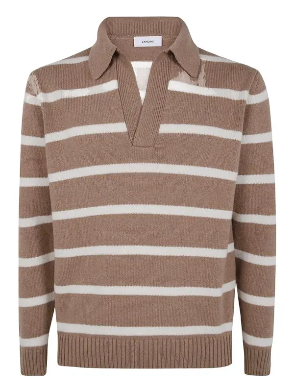 LARDINI Striped Knit Sweater - Brown