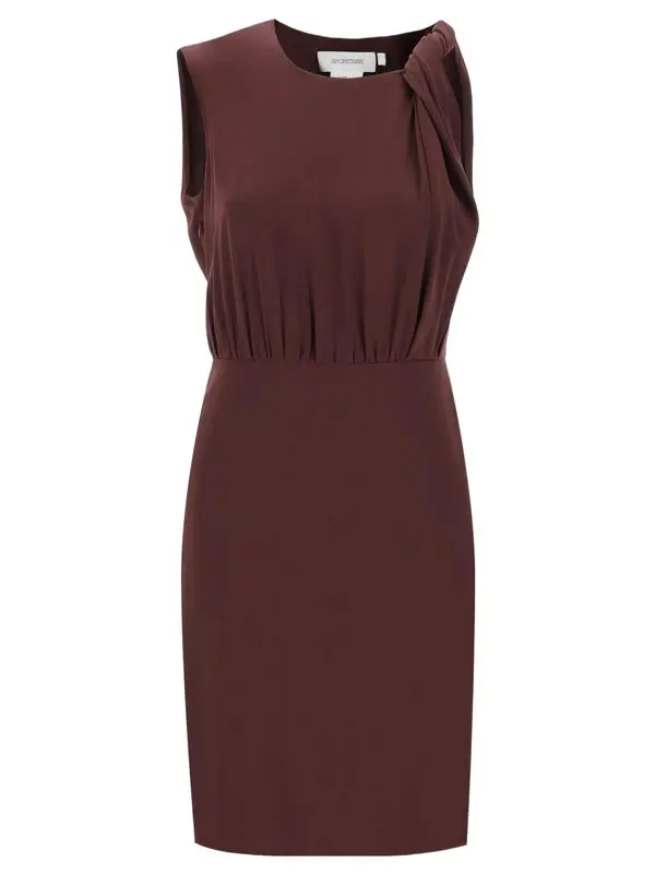 Sportmax Sleeveless Sheath Dress With Draped Shoulder Detail - Red