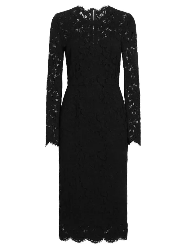 Dolce & Gabbana Long Sleeve Lace Dress - Black