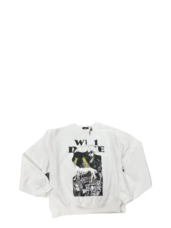 We11Done Crewneck Long Sleeve Sweatshirt With Printed Pattern - White