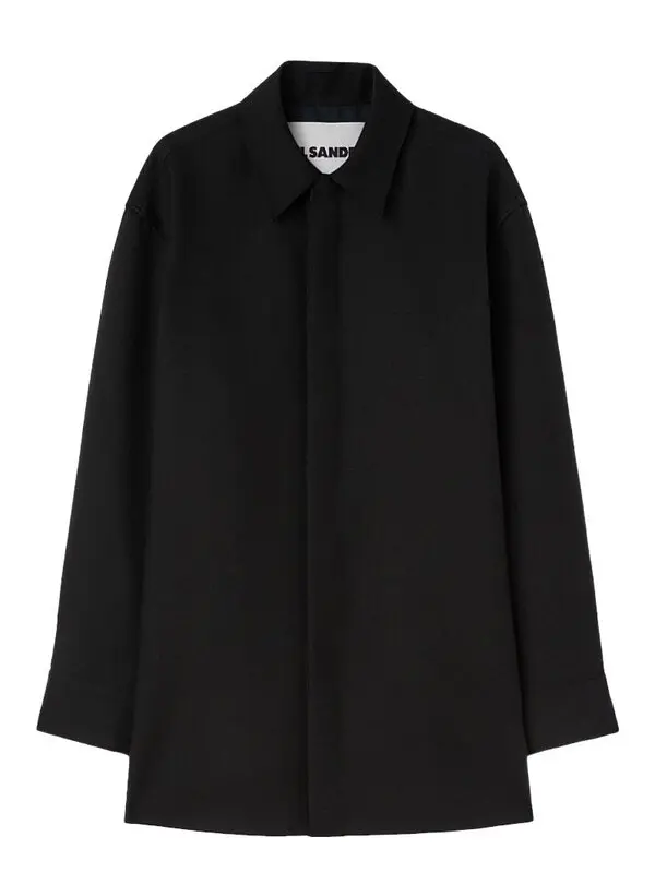JIL SANDER Concealed Front Shirt Jacket - Black