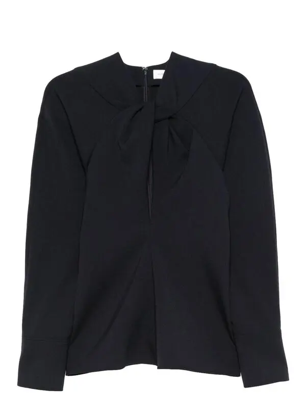 Victoria Beckham Twisted Collar Long Sleeve Shirt - Black