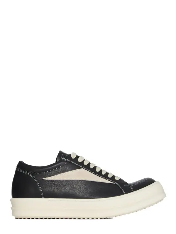 Rick Owens Leather Lace-up Sneakers - Black