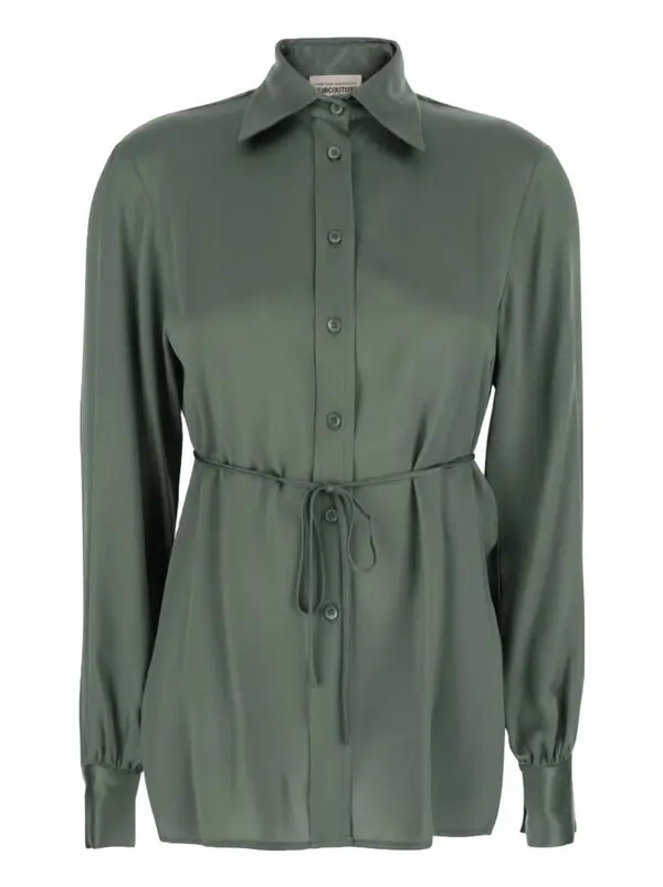 SEMICOUTURE Tie-waist Button-front Shirt - Green