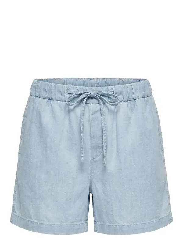 Gucci Denim Straight Leg Shorts With Drawstring Waist - Light Blue