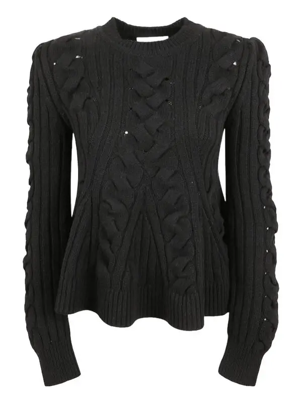 Alexander McQueen Peplum Cable-knit Jumper - Black